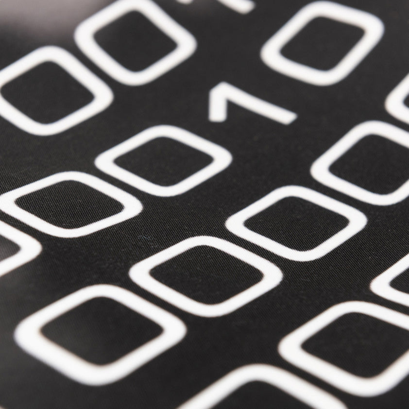 Large binary code printed fabric - white black background – Couture et ...