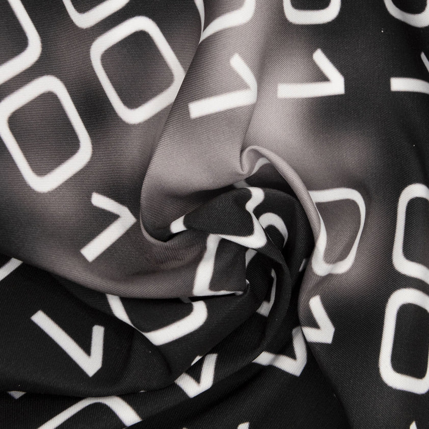 Large binary code printed fabric - white black background – Couture et ...