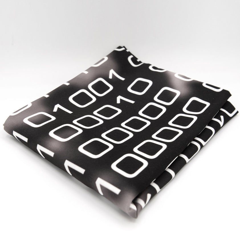 Large binary code printed fabric - white black background – Couture et ...